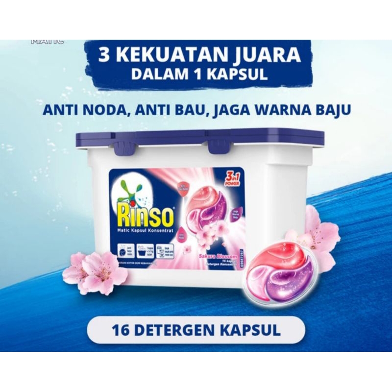 Jual Rinso kapsul 3 in 1 Sakura Blossom 16 kapsul | Shopee Indonesia