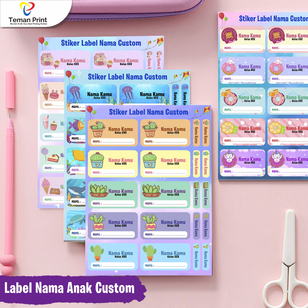 Jual [Teman Print] Stiker Sheet Pack Lebel Nama Anak & Mata Pelajaran ...