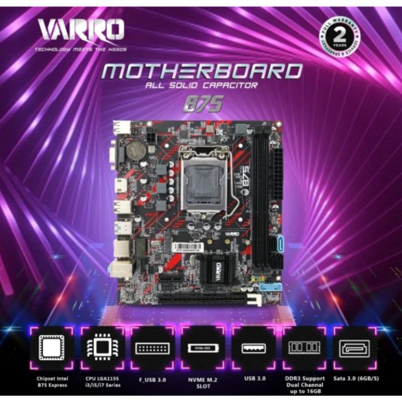 Jual MOTHERBOARD VARRO H61+ / B75 INTEL SOCKET LGA 1155 DDR3 M.2 NVME ...