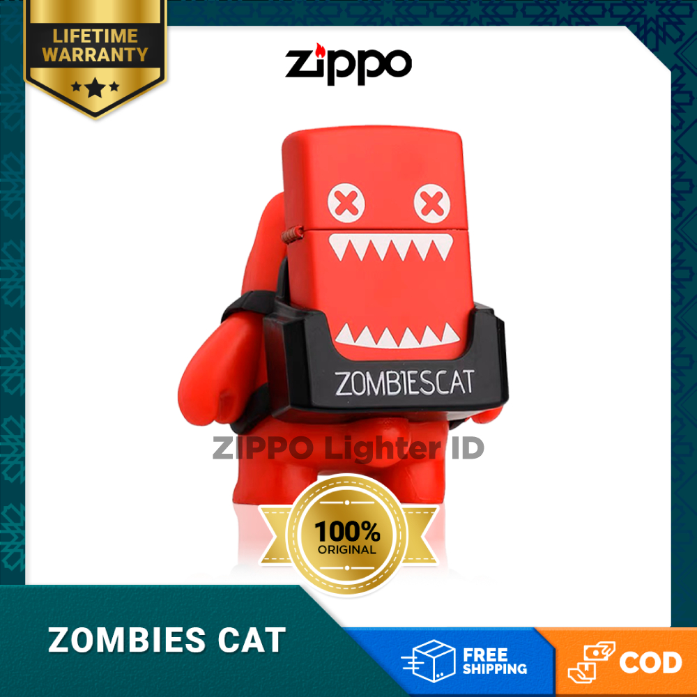 Jual Korek Api Zippo Original Red Matte Zombies Cat Creative Gift Box ...
