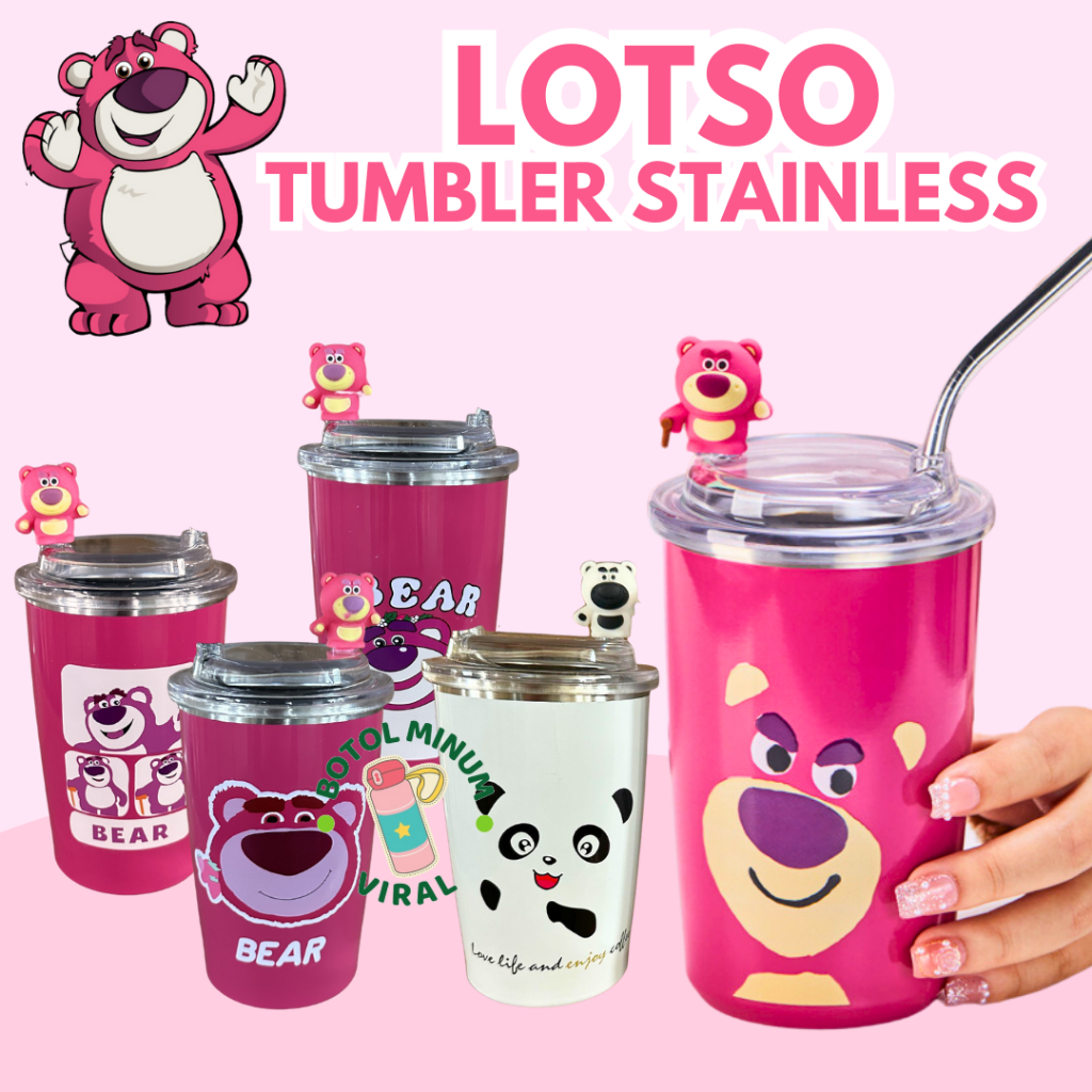 Jual Tumbler Viral Lotso Bear Stainless Steel 500 ml Premium Free Sedotan | Shopee Indonesia