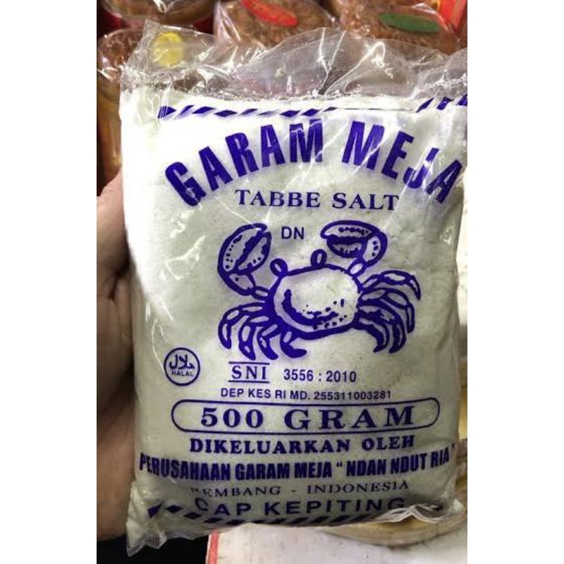 Jual garam meja cap kepiting 500 gr | Shopee Indonesia
