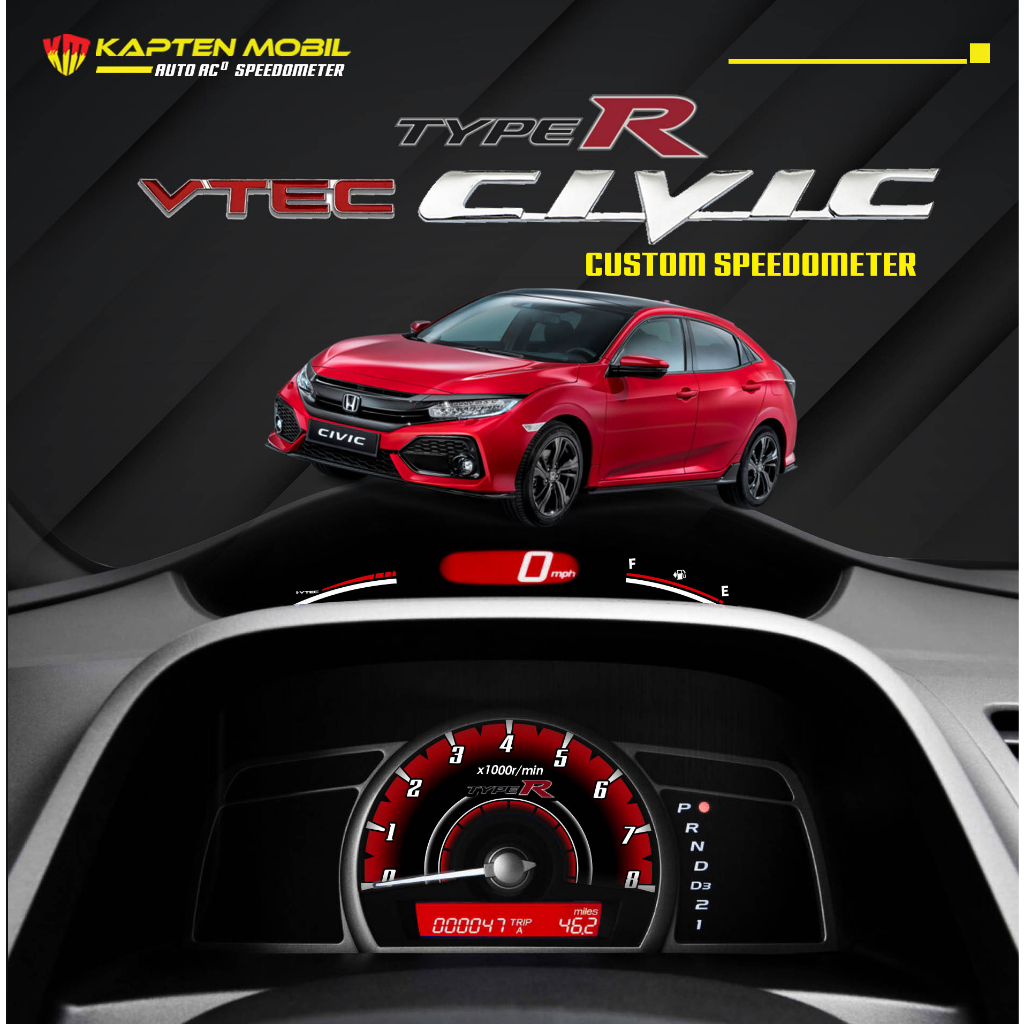 Jual Custom Panel Speedometer Mobil Civic FD Speed Red V2 | Shopee ...