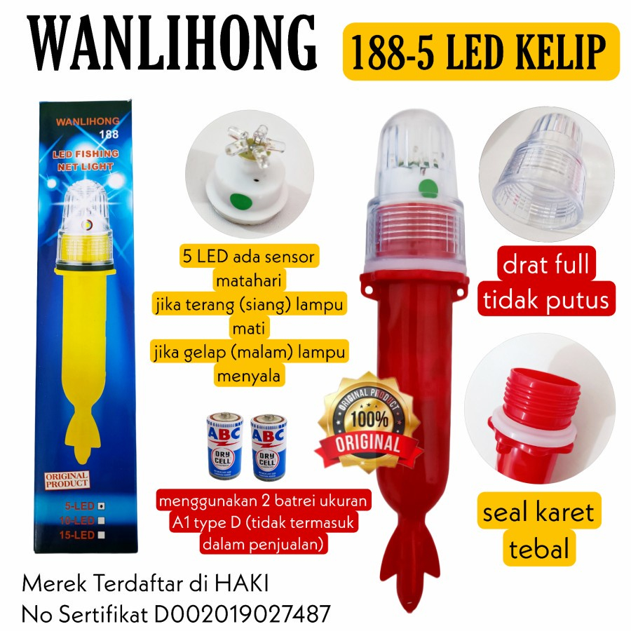 Jual LAMPU TORPEDO NELAYAN 5 LED 2 BATERAI - LAMPU SINYAL KAPAL LAMPU JARING 1 WARNA WANLIHONG ...