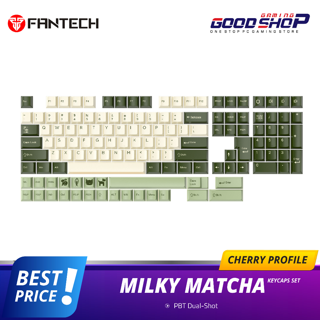 Jual Fantech Keycaps SET PBT Dual-Shot Milky Matcha Cherry Profile ACK01 | Shopee Indonesia