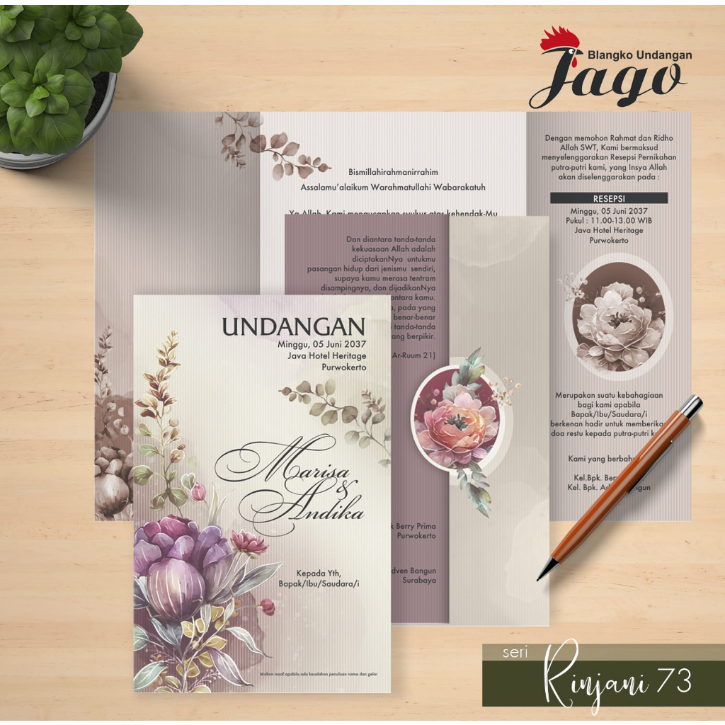 Jual Jago 73 Cetak Undangan Pernikahan Aesthetic atau Undangan Cetak ...