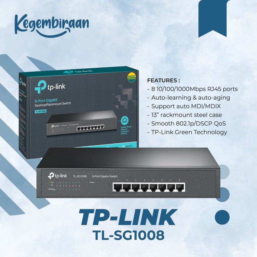 Jual Switch Hub TP-LINK TL-SG1008 8-Port Gigabit Desktop/Rackmount ... Jual Switch Hub TP-LINK TL-SG1008 8-Port Gigabit Desktop/Rackmount ...