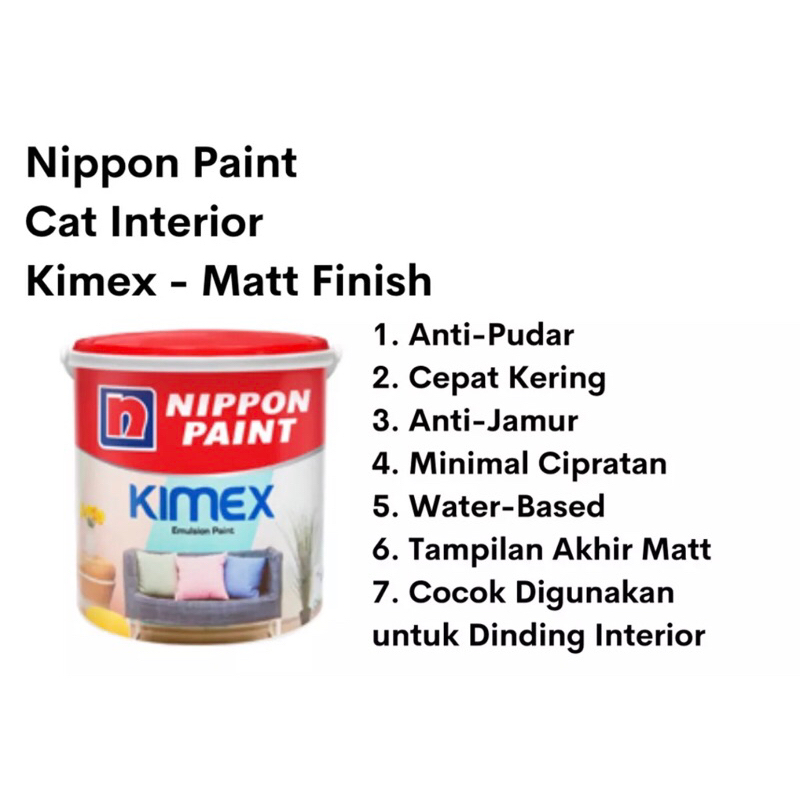 Jual Cat Tembok Interior Nippon Paint Kimex 9102 White Water Based 20 ...
