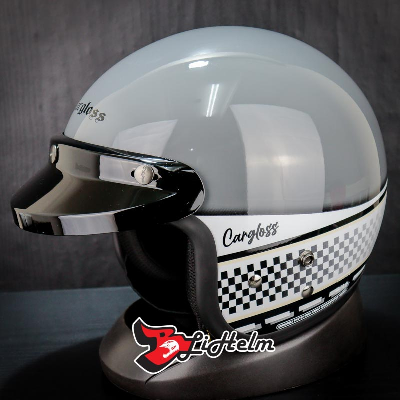 Jual CARGLOSS HELM CFM RETRO CHESSIS CLASSIC | DARK GREY | CF RETRO ...