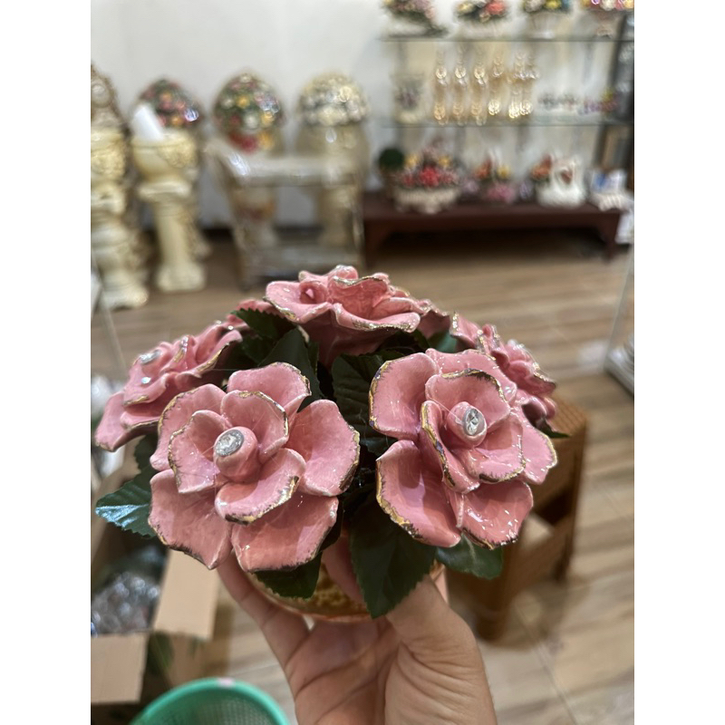 Jual Pajangan Bunga Rangkai keramik mini (Free packing kayu) | Shopee ...