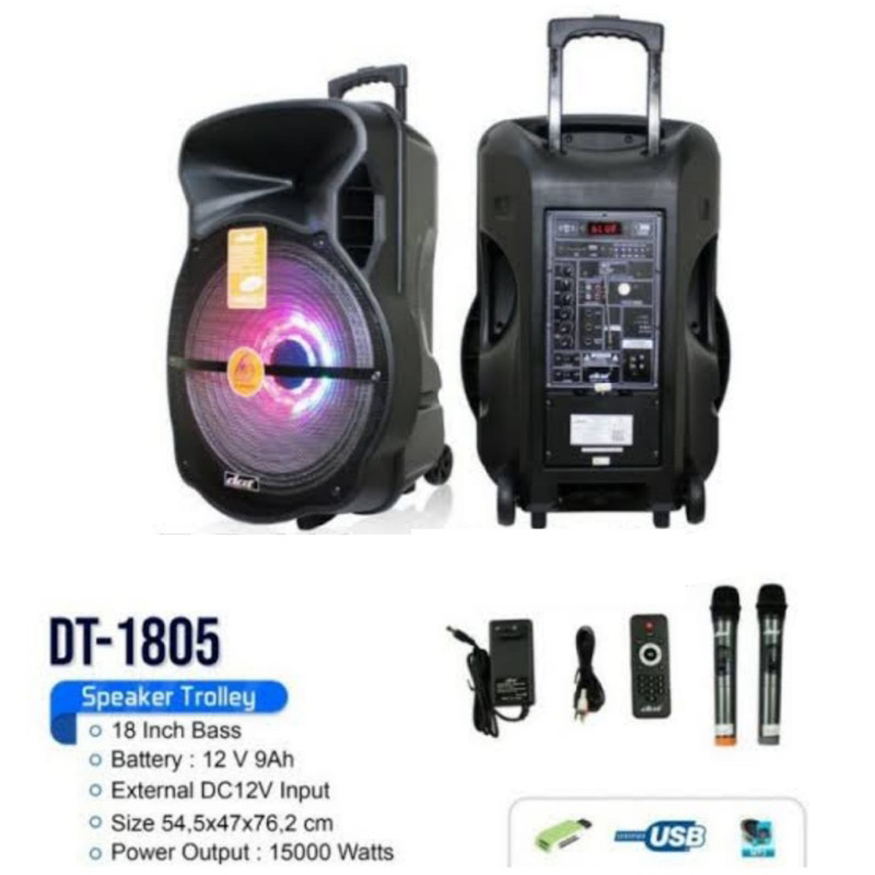Jual Speaker Portable Wireless DAT DT 1805 / DAT DT-1805 / DAT DT1805 Original 18 inch Bluetooth ...