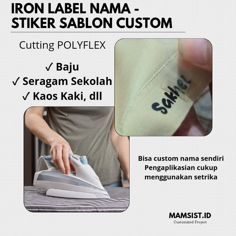 Jual IRON LABEL NAMA / STIKER SABLON POLYFLEX CUSTOM NAMA | Shopee ...