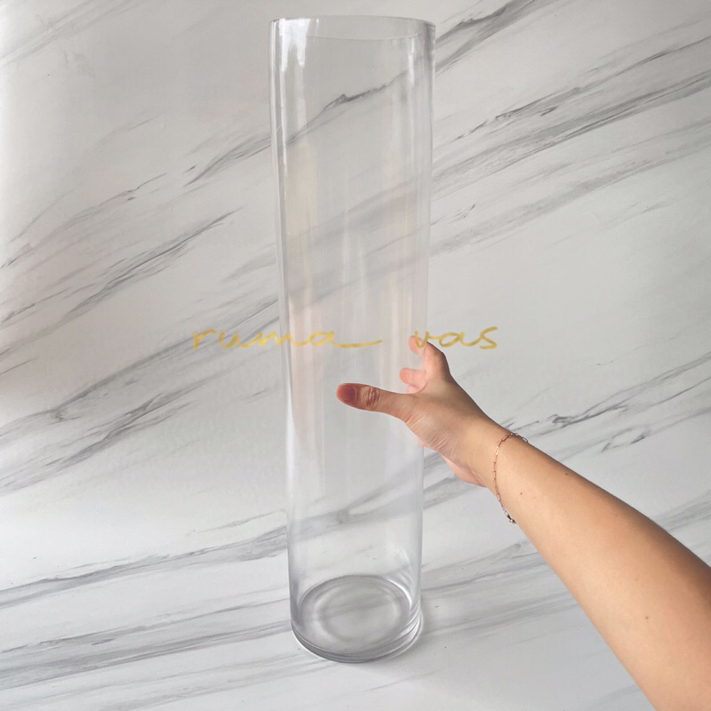 Jual Vas bunga kaca tinggi 60cm diameter 15cm 15x60 vas bunga jumbo ...