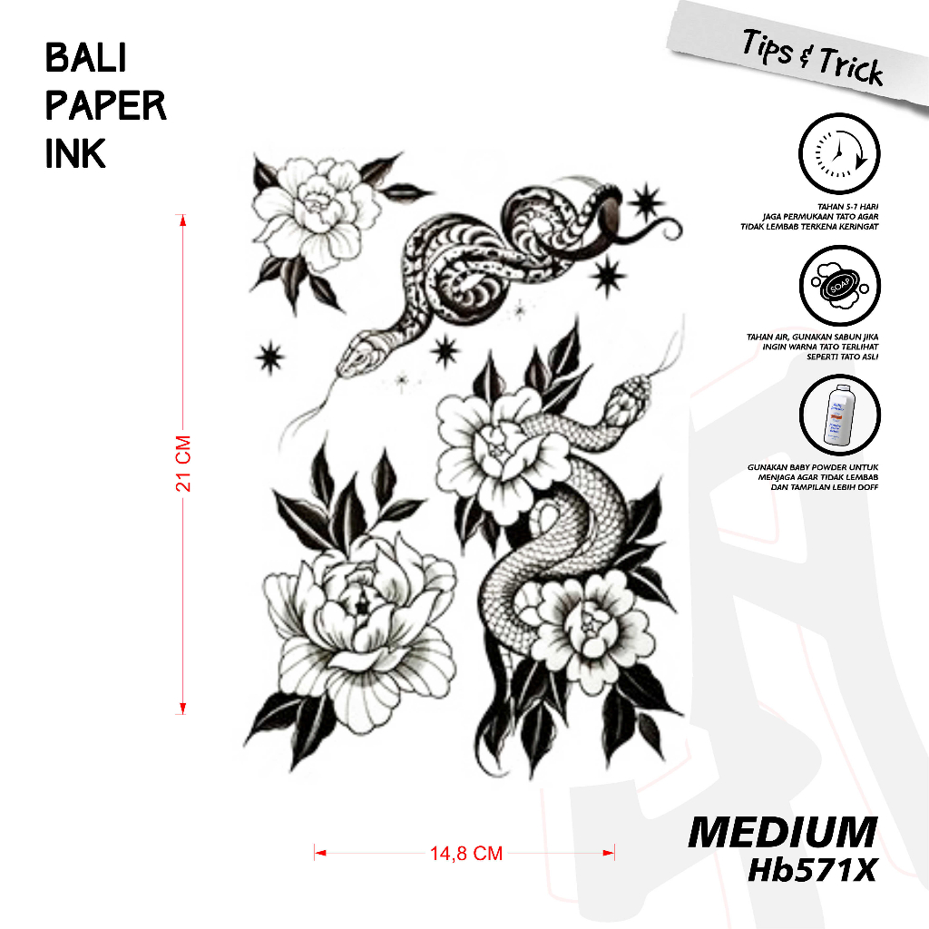 Jual Tato Ular Oldschool HB571X - Basic Temporary Tattoo - By Bali ...