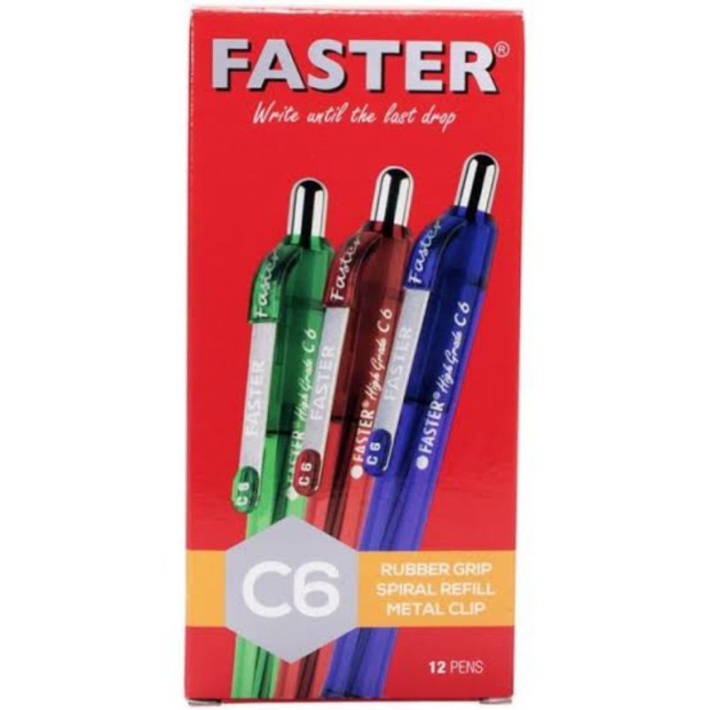 Jual FASTER C6 RETRACTABLE BALLPOINT PEN PULPEN CETEK CETREK | Shopee ...