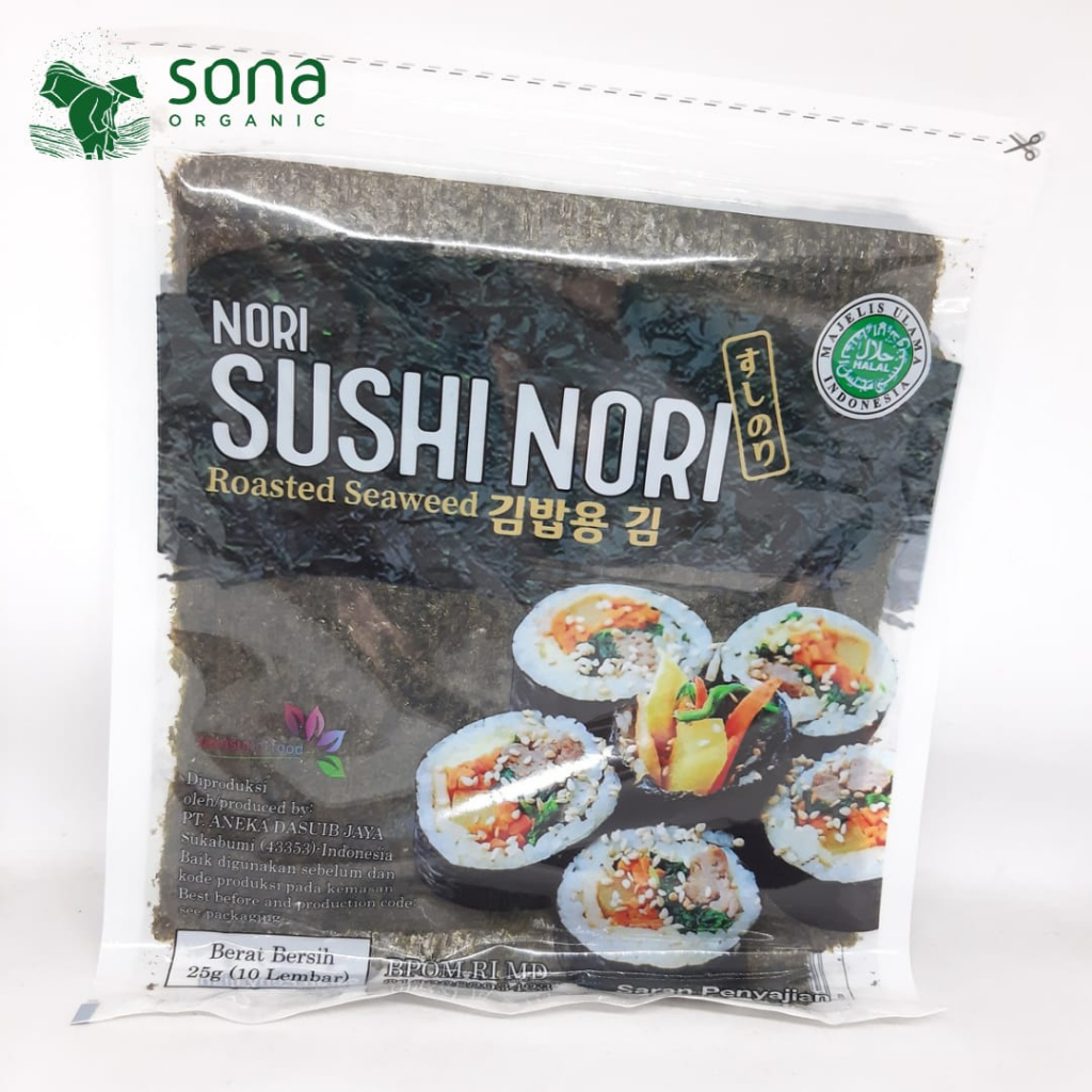 Jual Sushi Nori Rumput Laut Panggang HALAL-10lembar 25 gr - Java Super ...