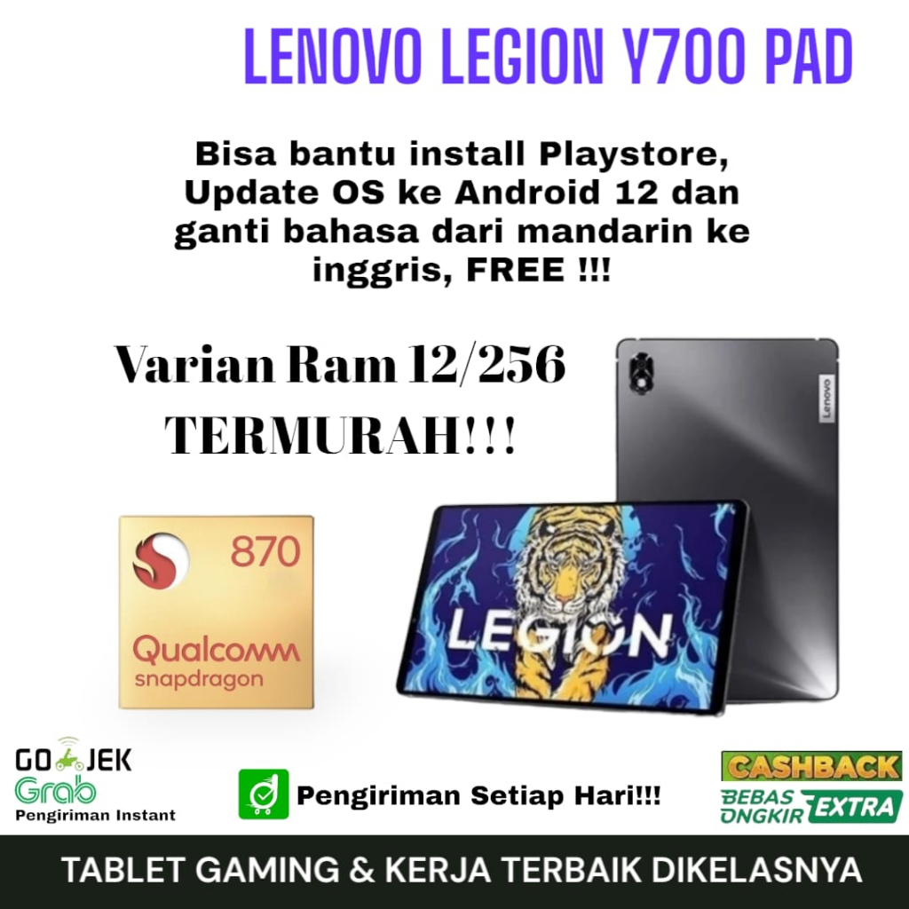 Jual LENOVO LEGION PAD Y700 TABLET 12 / 256 GAMING SNAPDRAGON 870 IPAD | Shopee Indonesia