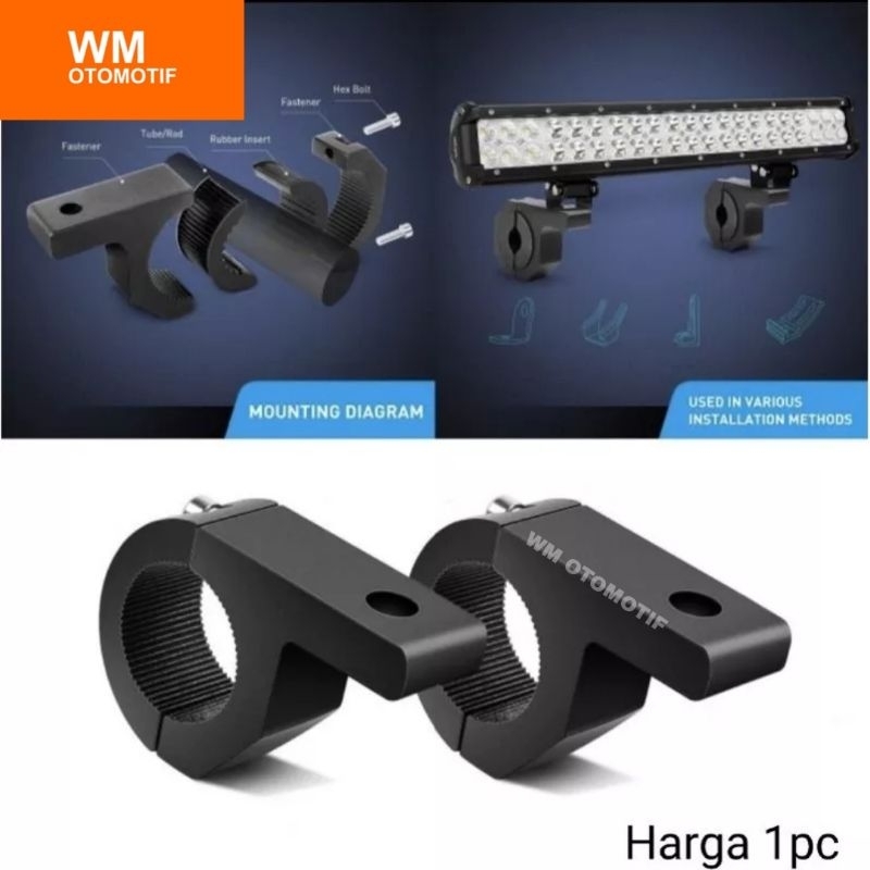 Jual Bracket Crashbar Jepit Lampu Tembak Sorot LED Bar Stand Braket ...