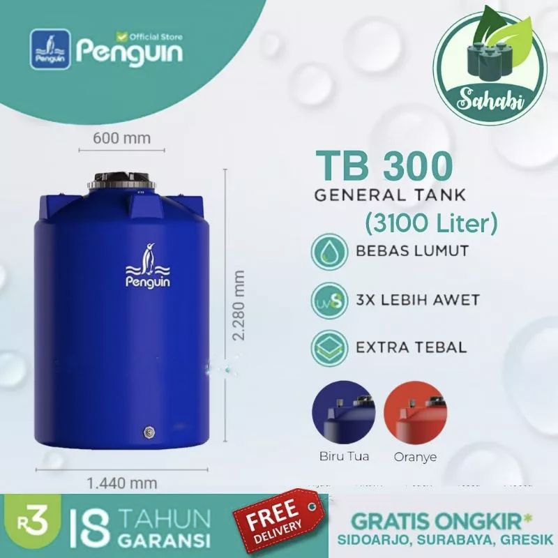 Jual Tandon Air / Tangki Air / Toren Air PENGUIN/PINGUIN Rotamould 3 ...