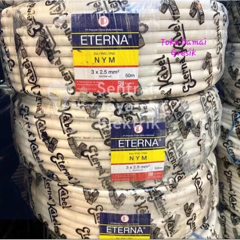 Jual Eterna NYM 3x2,5 (50M). Tembaga Tunggal isi 3. 1 roll 50 Meter | Shopee Indonesia