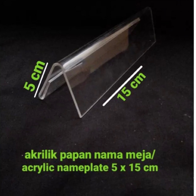 Jual akrilik bening papan nama 1sisi model segitiga uk 5x15cm tebal 2mm ...