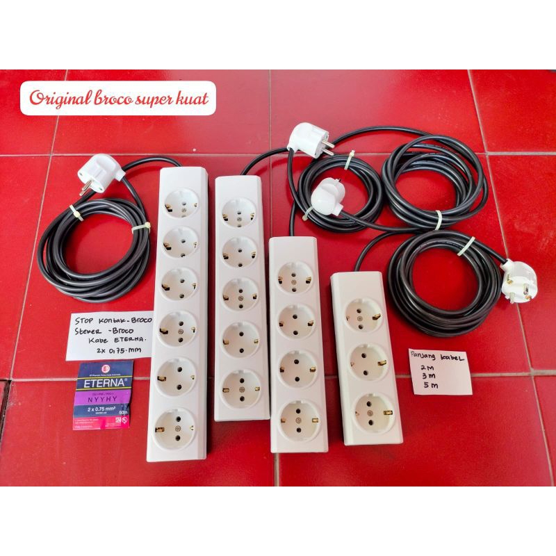 Jual stop kontak BROCO colokan listrik broco kabel eterna 2X0.75mm ...