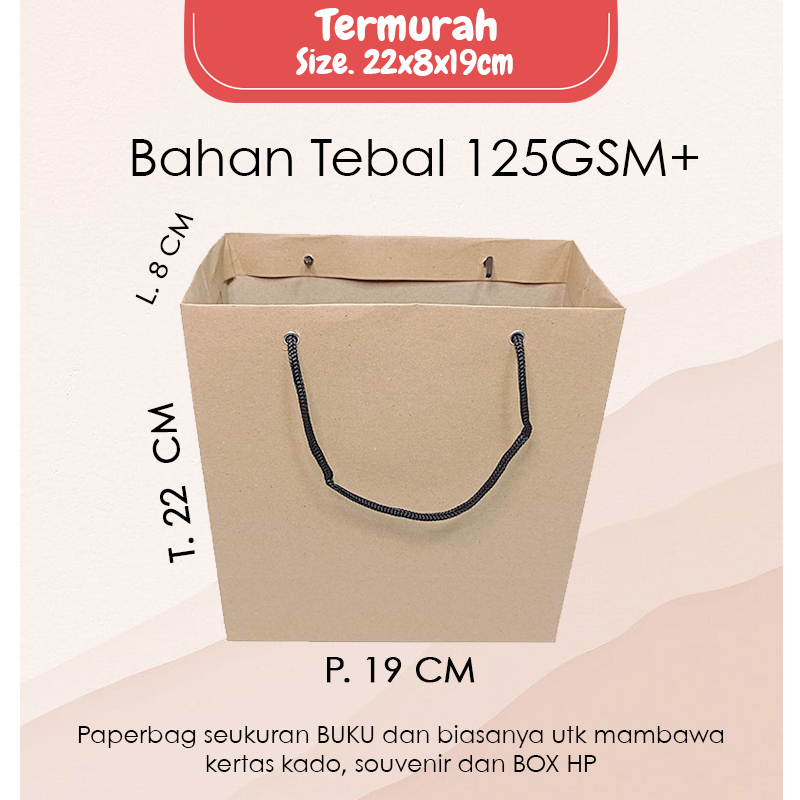 Jual Paper Bag Kado Mini Warna Coklat Size Buku (Book) 22x8x19 CM ...