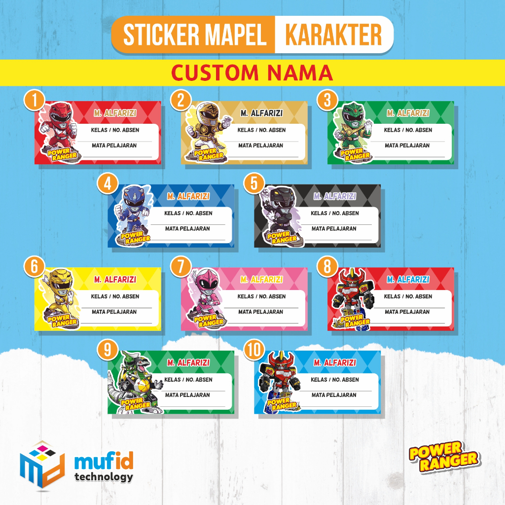 Jual Stiker Label Buku / Mapel Custom RANGER (10 PCS) | Shopee Indonesia