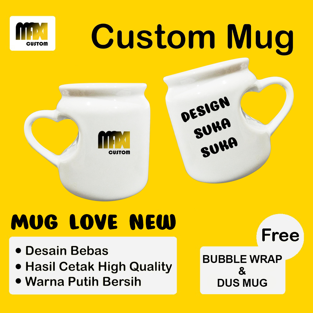 Jual MUG / GELAS GAGANG LOVE NEW (MODEL BARU) CUSTOM (PALING MURAH ...