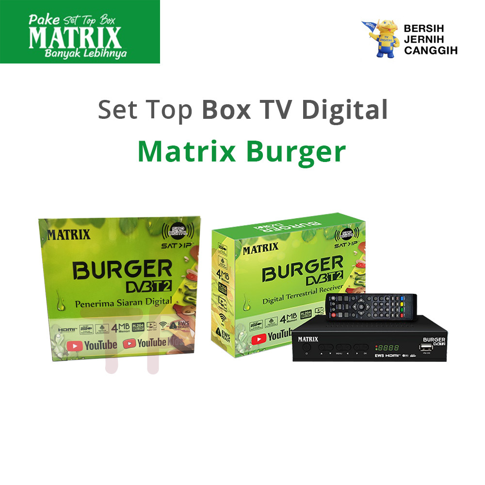Jual Set Top Box TV Digital DVBT2 Matrix Burger Hijau | Shopee Indonesia