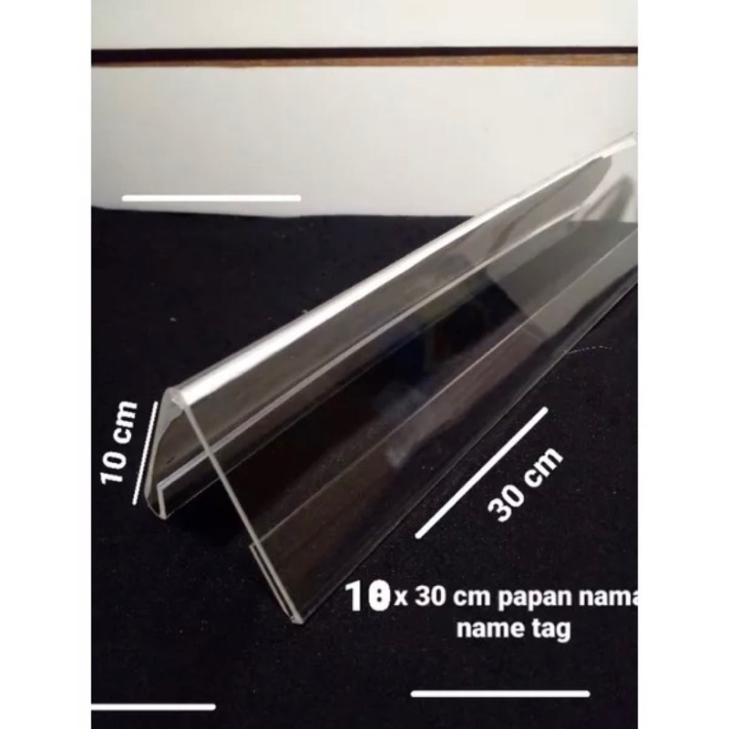 Jual Akrilik bening papan Nama 2sisi model segitiga uk 10x30cm tebal ...