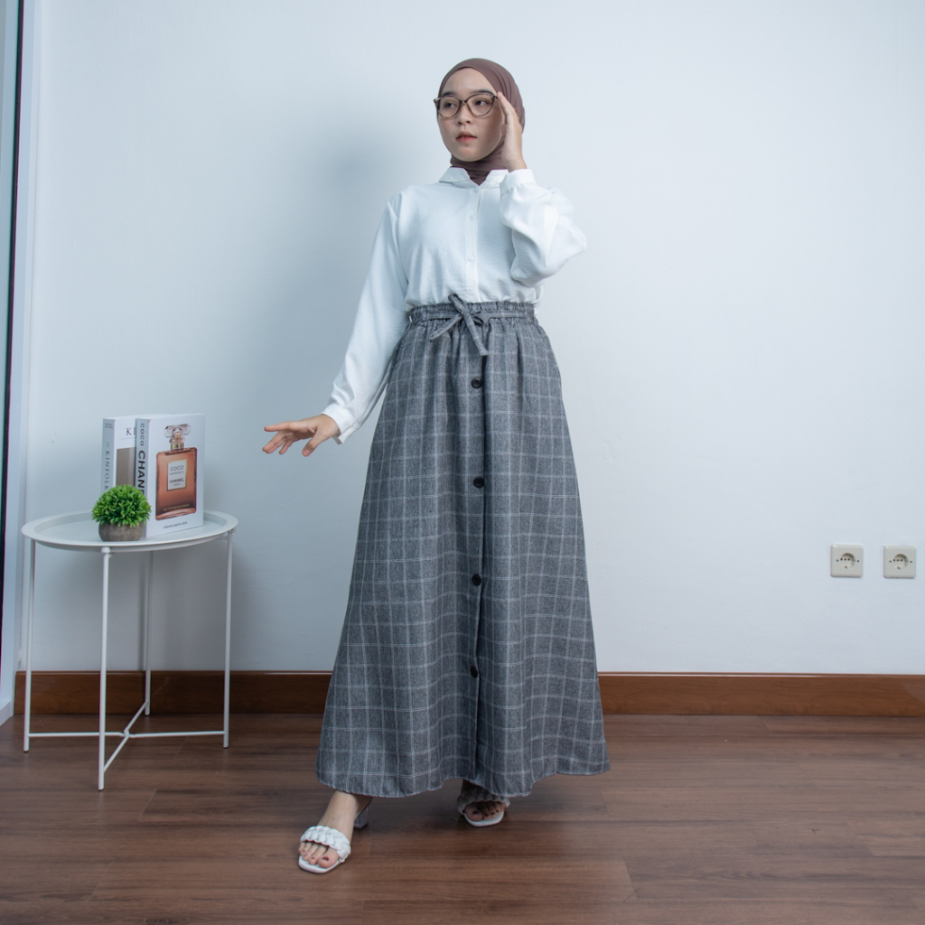 Jual Rok Semi Woll Motif Kotak // Rok Wanita | Shopee Indonesia