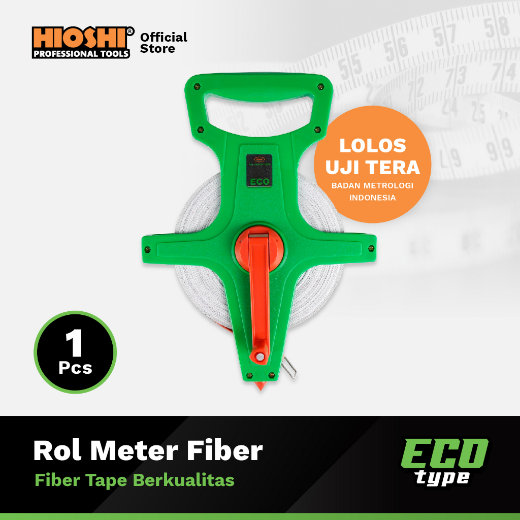 Jual HIOSHI /Meteran Roll/Gulung/Pvc/Fiber/Tancap/Ukur Tanah/ 30m, 50m, 100m/HIJAU - ECO ...