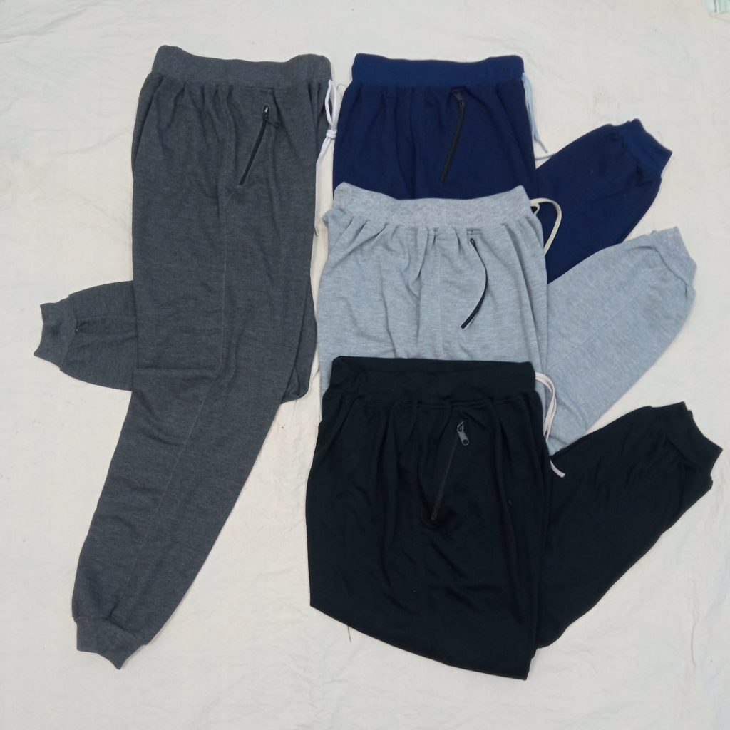 Jual Celana Jogger Training Pria Jumbo Big Size – Polos Saku Resleting ...