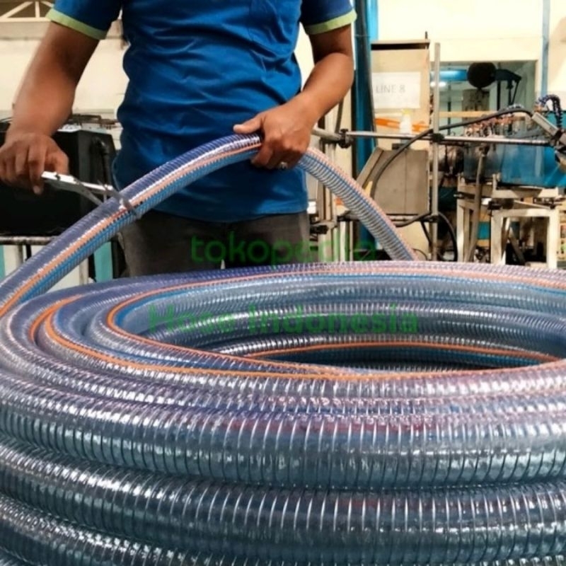 Jual PVC spring Hose ukuran 1" / Selang spiral kawat transparan ukuran ...