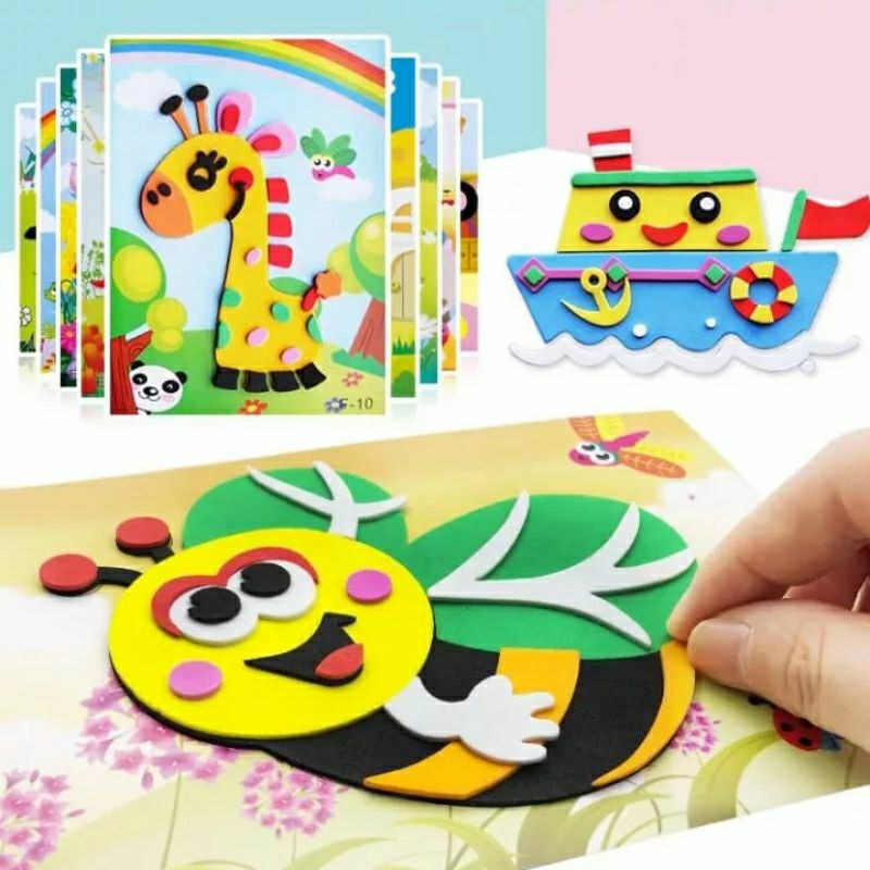Jual mainan edukasi anak puzzle stiker / sticker eva foam 3d DIY ...