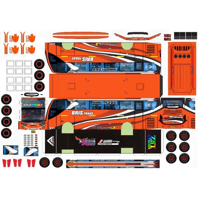 Jual lembaran papercraft bus Bris trans tuan muda dan Casper laminasi ...