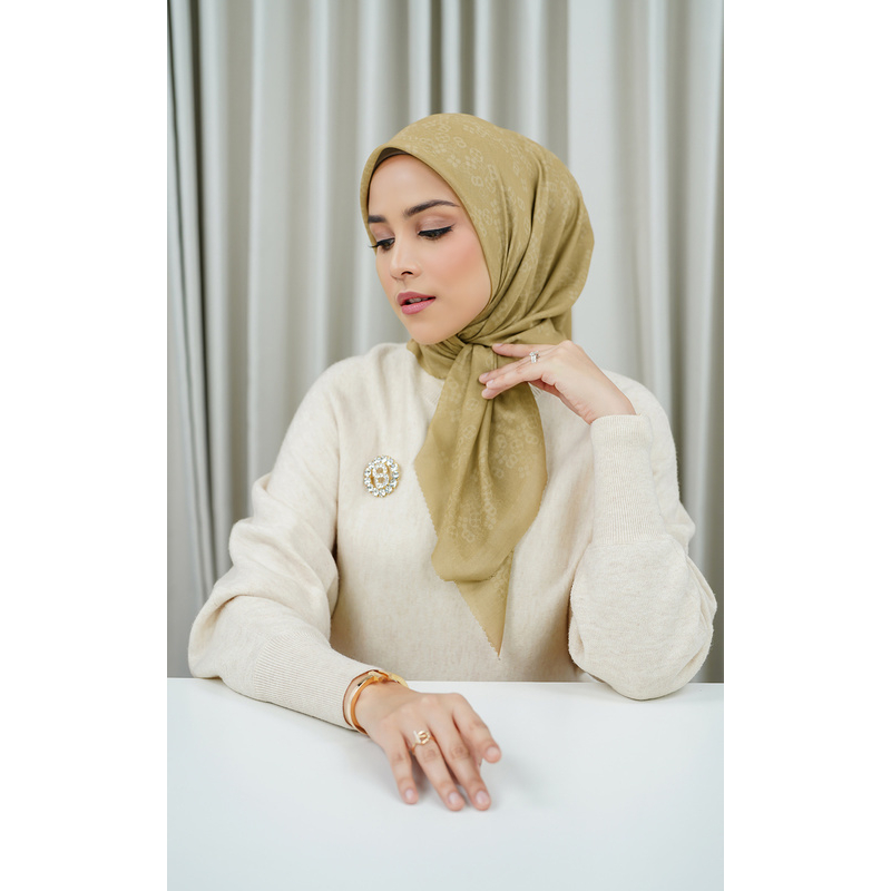 Jual BUTTONSCARVES - Monogram Scramble Voile Square - Willow / Hijab ...