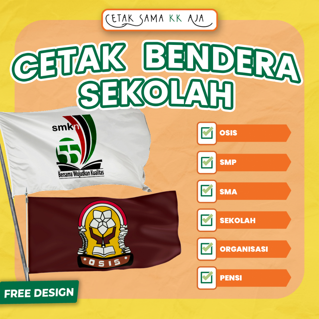Jual CETAK BENDERA OSIS SMP SMA SEKOLAH ORGANISASI PENSI | Shopee Indonesia