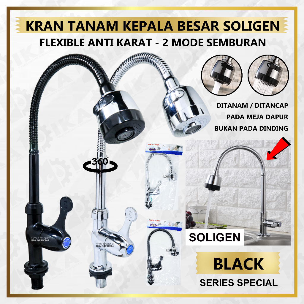 Jual Kran Angsa Fleksibel NEW SOLIGEN PVC Chrome Keran Cuci Piring ...
