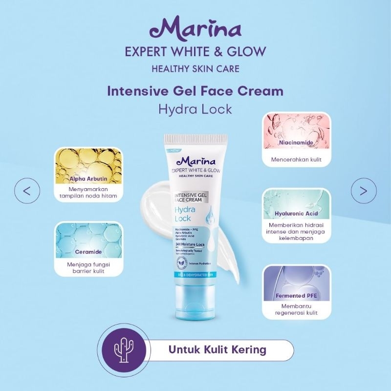Jual Marina Expert White&Glow Face Cream Gel Hydra Lock 100% original ...