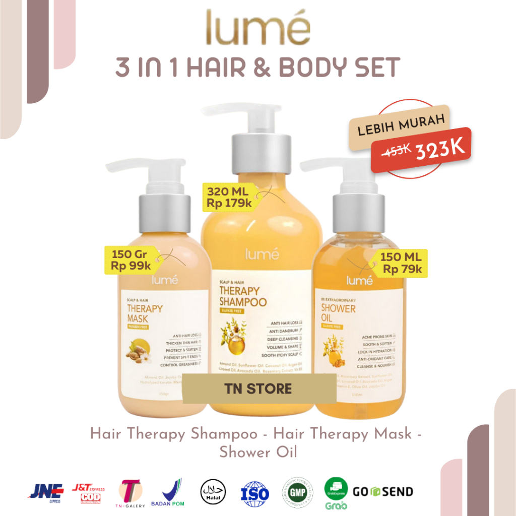 Jual LUME PAKET 3 IN 1 SHAMPOO HAIR MASK SHOWER OIL LUMECOLORS | Shopee ...