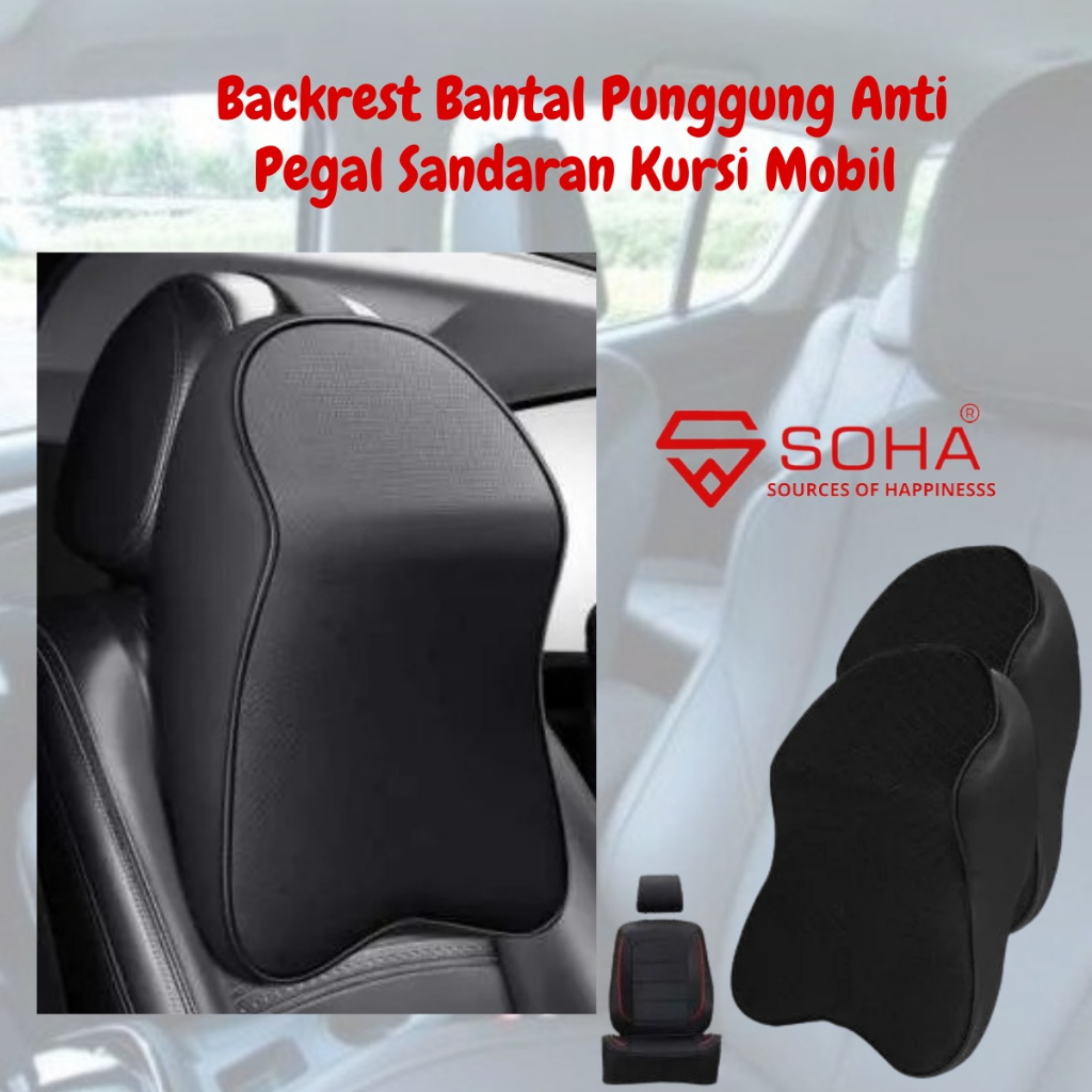 Jual AM-60 Backrest Warna Hitam Anti Pegal Sandaran Kursi Mobil ...
