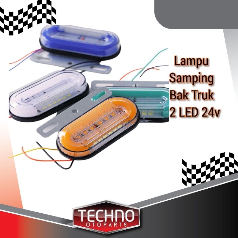 Jual Lampu Samping Bak Truk 12 Volt 24 Volt Oval Kecil 12 Led 2 Warna ...