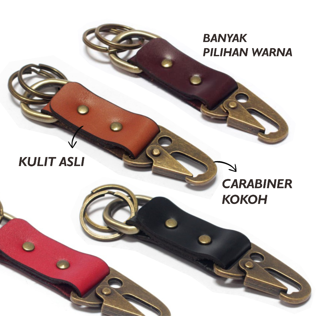 Jual gantungan kunci kulit asli snaphook leather keychain coklat ...