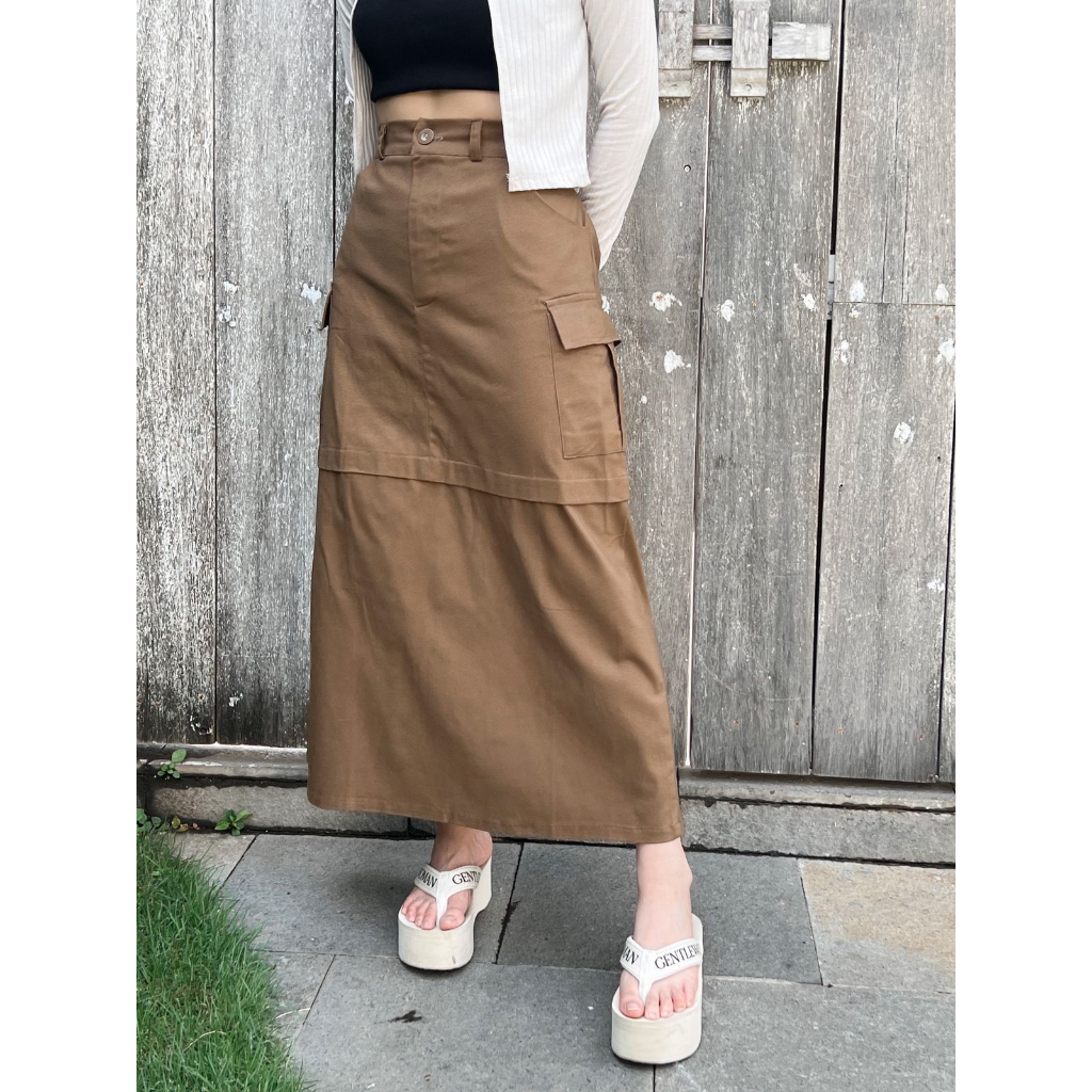 Jual Lady Cargo Skirt - Rok Cargo Wanita - Rok Chinos Stretch | Shopee ...
