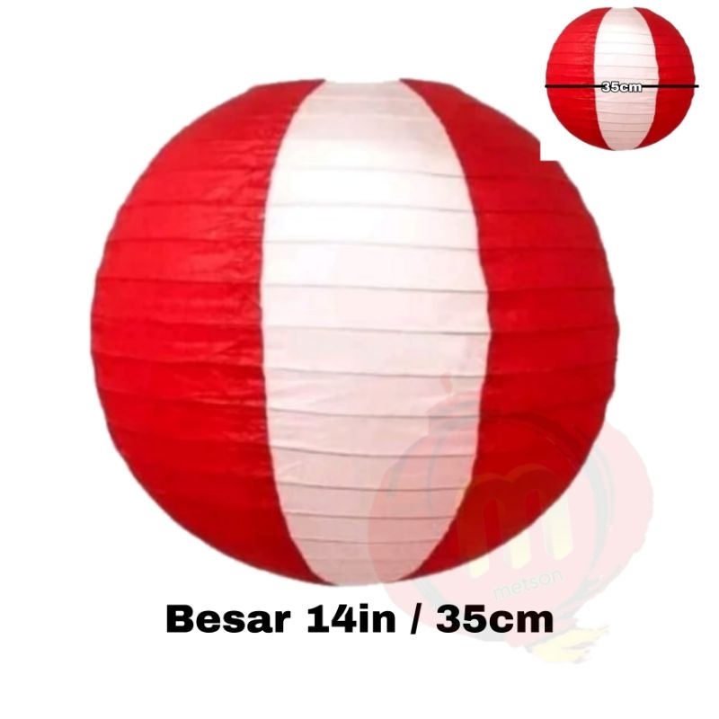 Jual Lampion kain merah putih 35cm lampion outdoor merah putih 14in ...