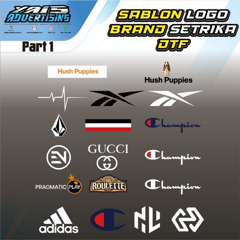 Jual STICKER SABLON DTF (SATUAN) LOGO/BRAND PART 1 | Shopee Indonesia