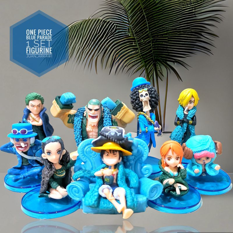 Jual Figure set 9 karakter mainan One Piece Blue Parade 20th ...