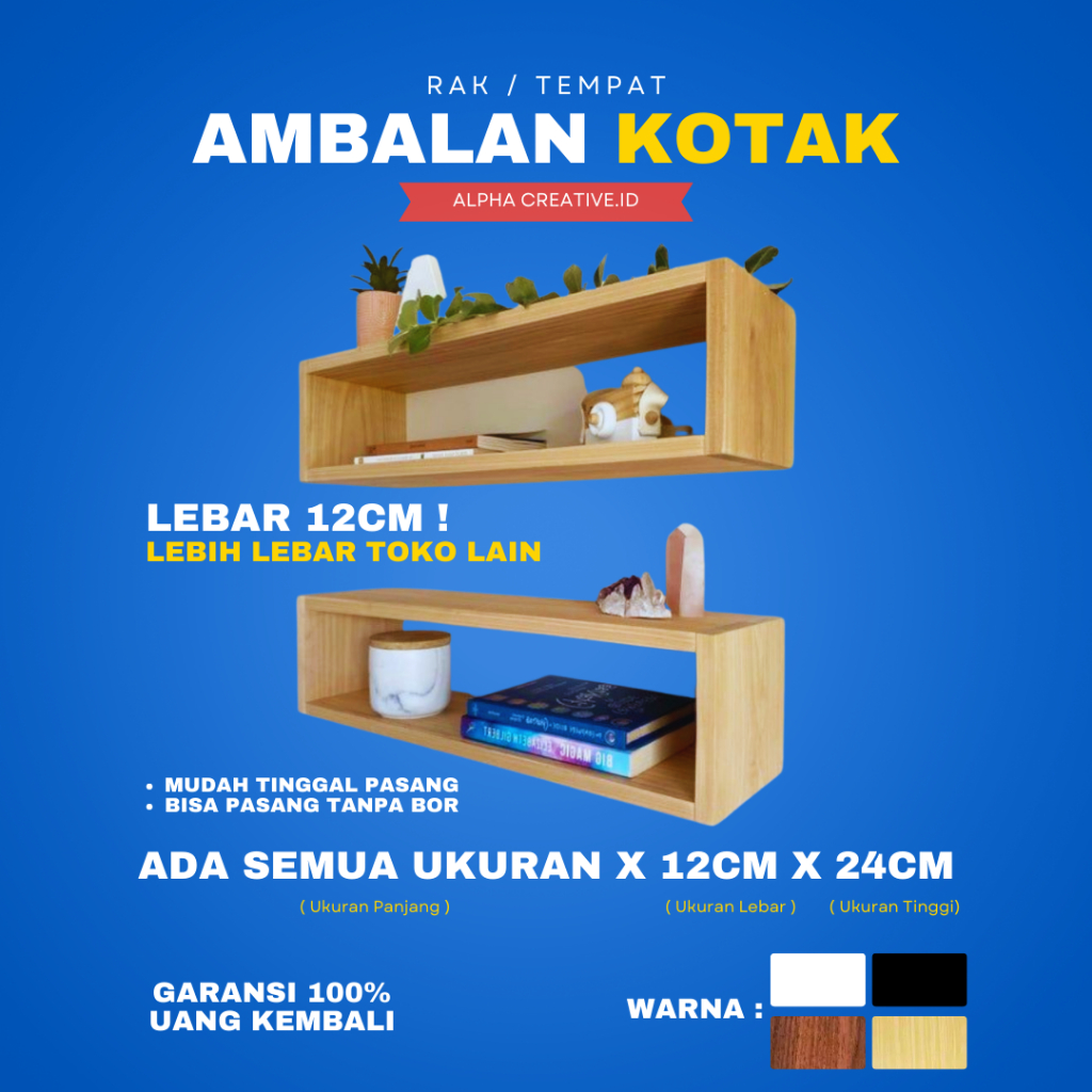 Jual Ambalan Rak Dinding Persegi Panjang Kotak Kubus Minimalis Hiasan ...